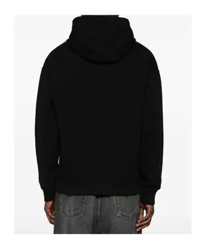 Fendi Logo Embroidered Long Sleeved Hoodie - Black