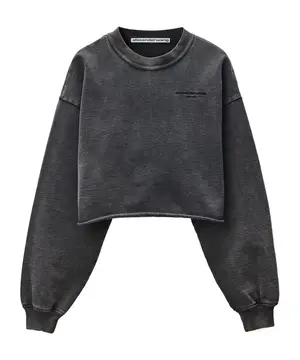 Alexander Wang Cropped Crewneck Sweatshirt With Balloon Sleeves