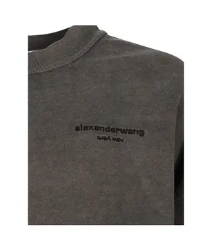 Alexander Wang Cropped Crewneck Sweatshirt With Balloon Sleeves