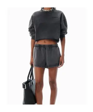 Alexander Wang Cropped Crewneck Sweatshirt With Balloon Sleeves