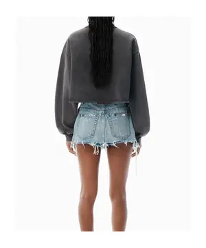 Alexander Wang Cropped Crewneck Sweatshirt With Balloon Sleeves