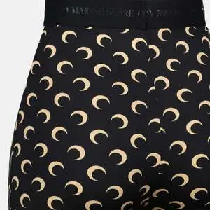MARINE SERRE Crescent Print High-waist Stretch Mini Shorts - Black