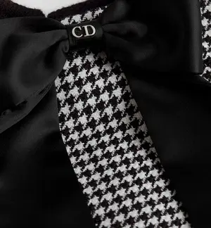 Dior Sleeveless Houndstooth Dress With Bow Detail