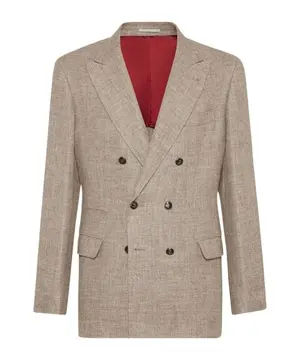 Brunello Cucinelli Double-breasted Long Sleeved Blazer - Nude