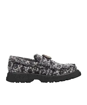 Dior Cannage Tweed Loafers - Black