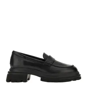 Hogan Leather Loafers With Penny Strap - Black