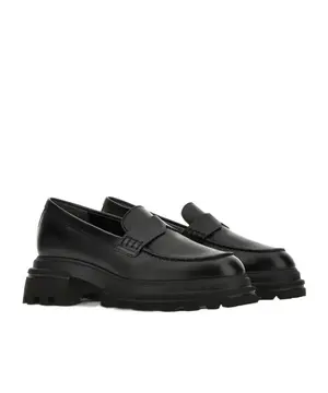 Hogan Leather Loafers With Penny Strap - Black
