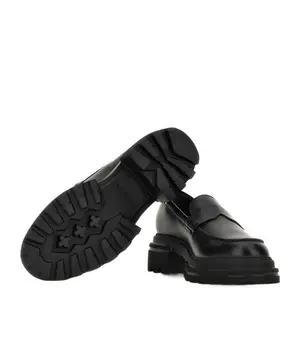 Hogan Leather Loafers With Penny Strap - Black