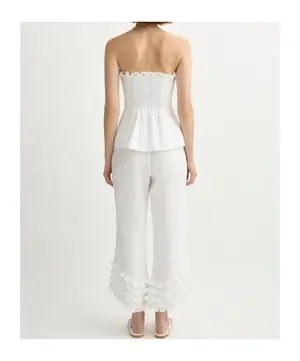 Posse Florence Strapless Top With Ruffle Details - White