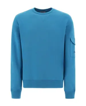 Herno Crewneck Sweatshirt With Sleeve Pocket - Blue