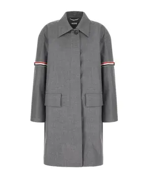 Thom Browne Rwb-stripe Drop Shoulder Twill Coat
