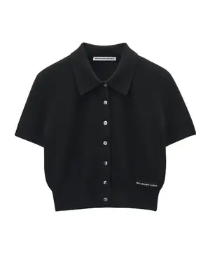 Alexander Wang Logo Patch Knitted Polo Cardigan