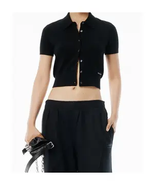 Alexander Wang Logo Patch Knitted Polo Cardigan