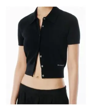 Alexander Wang Logo Patch Knitted Polo Cardigan