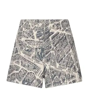 Dior Printed Belted Shorts - Gray