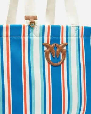 Pinko Extra Large Striped Print Shopper Bag - Blue