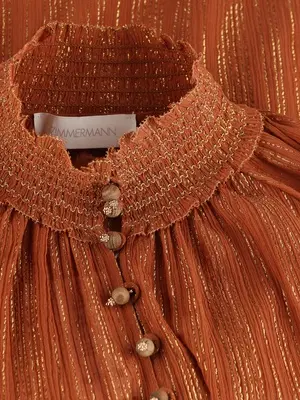 Zimmermann Aster Gathered Blouse - Tan