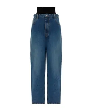 Alaïa High Waist Straight Leg Jeans - Blue
