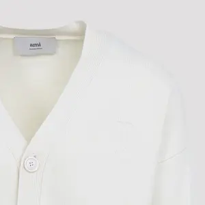 AMI Paris Logo Detailed V-neck Cardigan