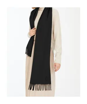 Max Mara Monogram-embroidered Camel Stole - Black