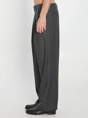 Celine Pleated Trousers In Cashmere Canvas - Black