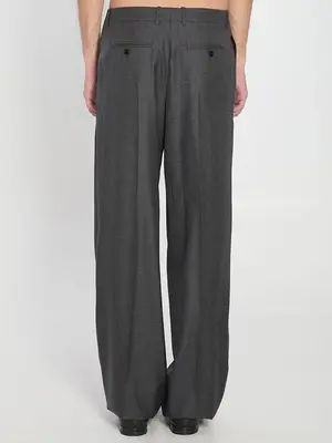 Celine Pleated Trousers In Cashmere Canvas - Black