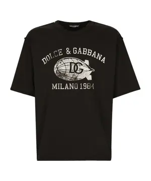 Dolce & Gabbana Dolce Gabbana Logo Printed Oversize Fit Jersey T-shirt