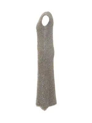 JIL SANDER Glitter-embellished Sleeveless Maxi Dress - Gray