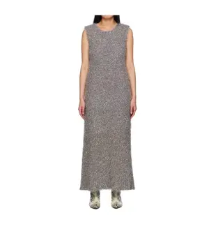 JIL SANDER Glitter-embellished Sleeveless Maxi Dress - Gray