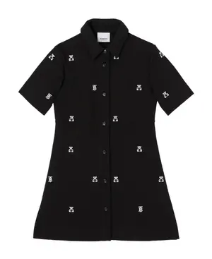 Burberry Thomas Bear Embroidered Short Sleeve Shirt Dress