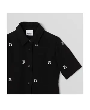 Burberry Thomas Bear Embroidered Short Sleeve Shirt Dress