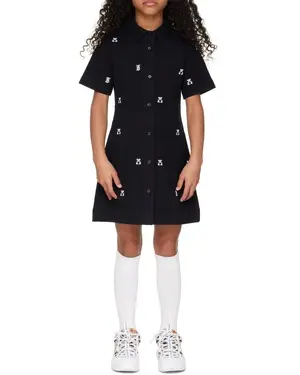 Burberry Thomas Bear Embroidered Short Sleeve Shirt Dress