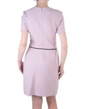 Emporio Armani Short-sleeved Round Neck Dress With Metal Rivet Detail And Front Slit