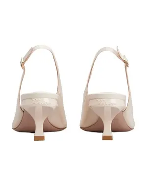 ROGER VIVIER Virgule Strass Buckle Slingback Pumps In Patent Leather - Cream