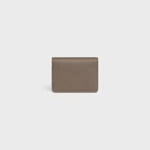 Celine Bi-fold Card Holder In Grained Calfskin - Souris