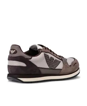 Emporio Armani Eagle-patch Suede-panelled Sneakers - Black