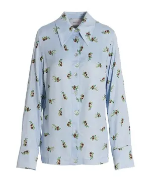 Sleeper Blossom Floral-print Satin Shirt - Blue
