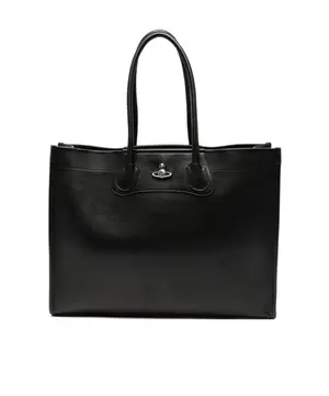 VIVIENNE WESTWOOD Orb Plaque Leather Tote Bag