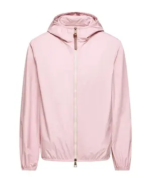 Moncler Logo Patch Hooded Zip-up Jacket - Pink