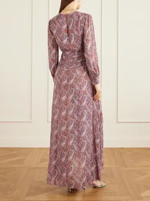 Rixo Meera Maxi Dress In Paisley Print - Gray