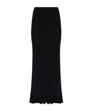 Balenciaga Ribbed Maxi Skirt With Logo Waistband