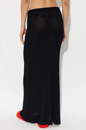 Balenciaga Ribbed Maxi Skirt With Logo Waistband
