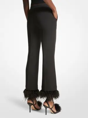 Michael Kors Feather Trim Stretch Trousers
