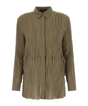 Theory Tie-waist Crinkled Long-sleeved Shirt