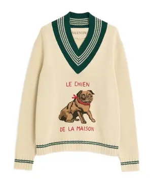 Valentino Garavani Le Chien De La Maison V-neck Jumper - Nude