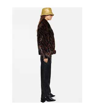 STAND STUDIO Animal Print Faux Fur Biker Jacket
