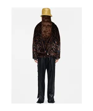 STAND STUDIO Animal Print Faux Fur Biker Jacket