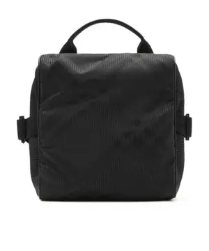 Burberry Check-pattern Zipped Messenger Bag - Black