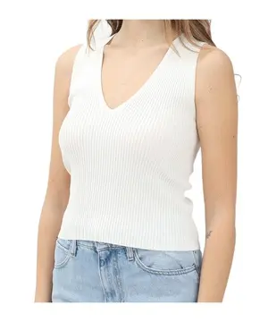 Pinko V-neck Sleeveless Ribbed Top