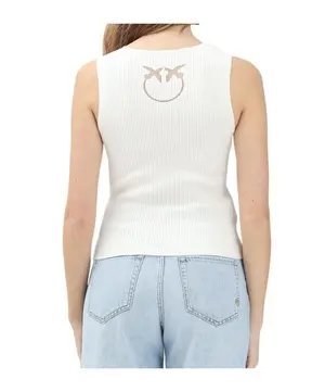 Pinko V-neck Sleeveless Ribbed Top